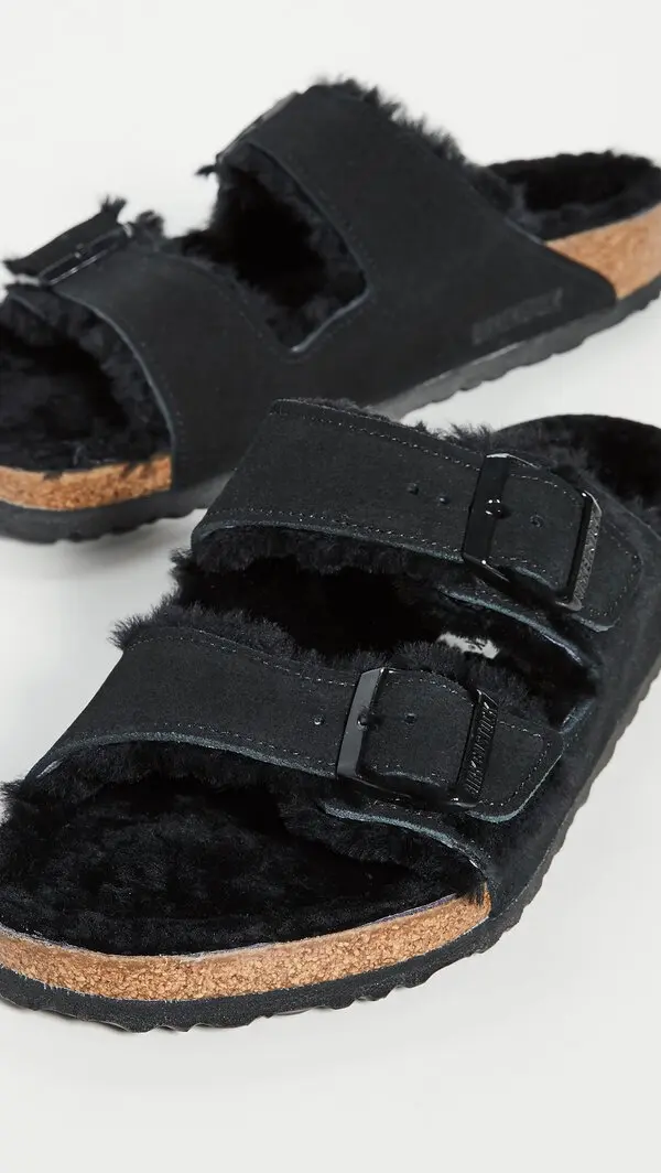 BIRKENSTOCK Arizona Shearling Sandals - Black Black
