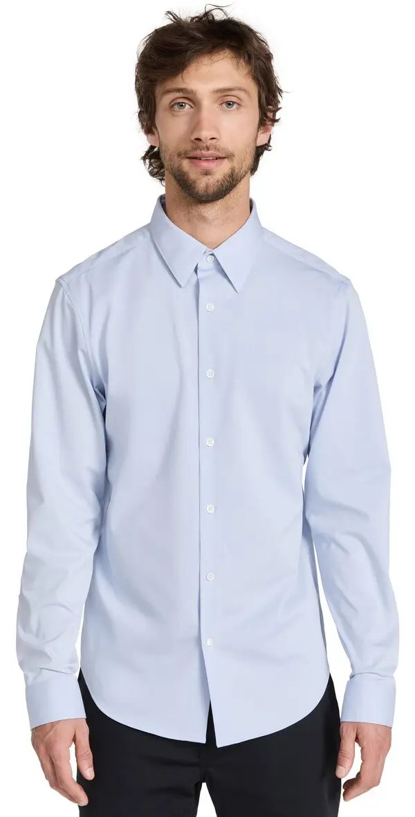 Theory Sylvain Structure Knit Dress Shirt - Olympic