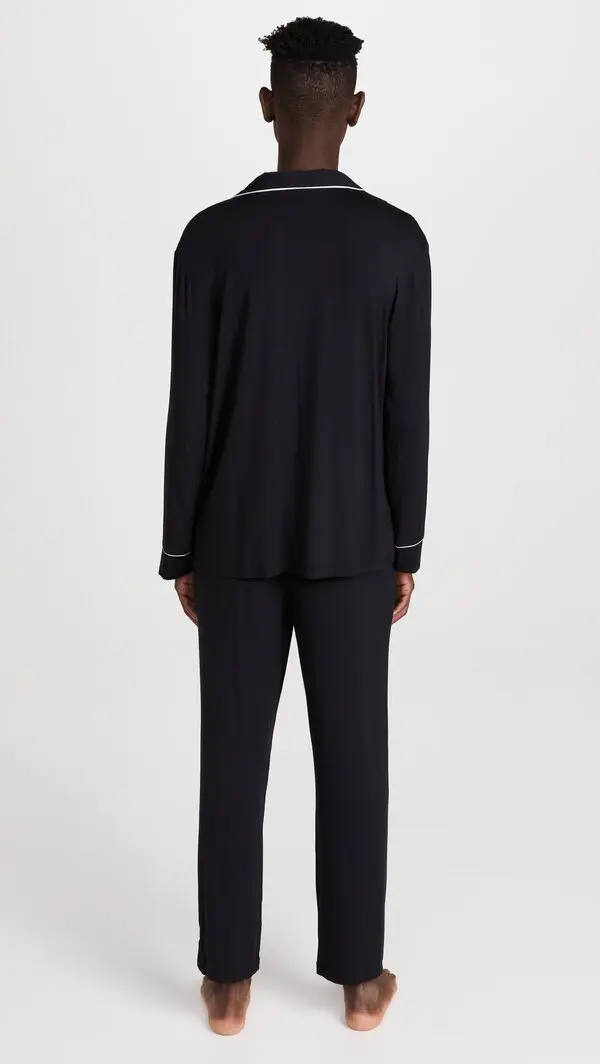 Eberjey William Modal Long Pj Set - Black/ivory