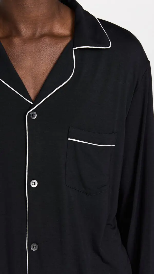 Eberjey William Modal Long Pj Set - Black/ivory