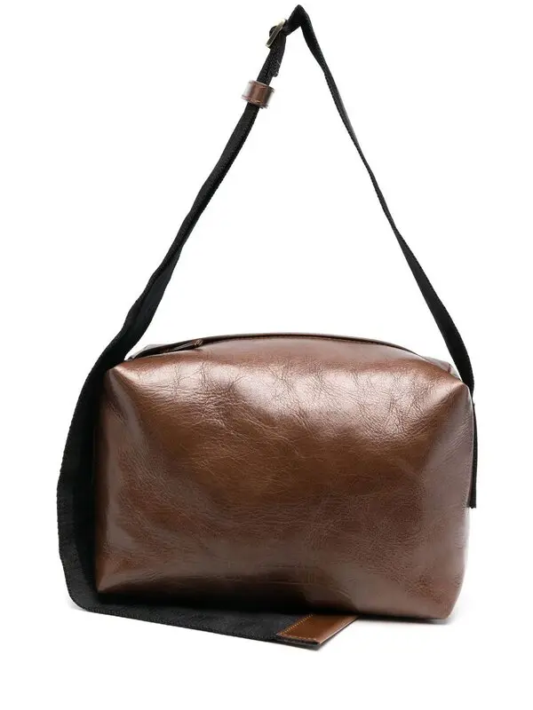 UMA WANG Embossed-logo Shoulder Bag - Brown