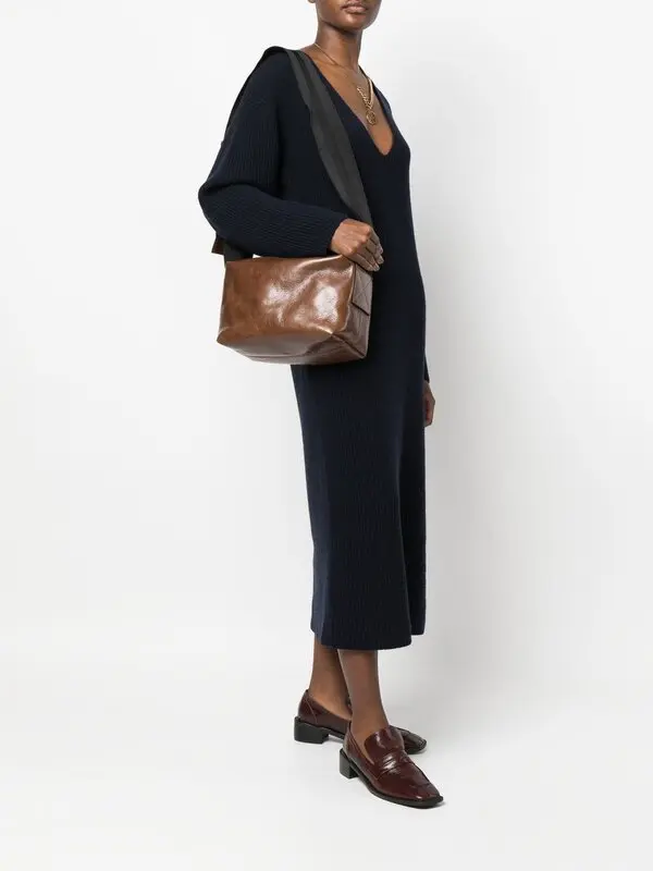 UMA WANG Embossed-logo Shoulder Bag - Brown