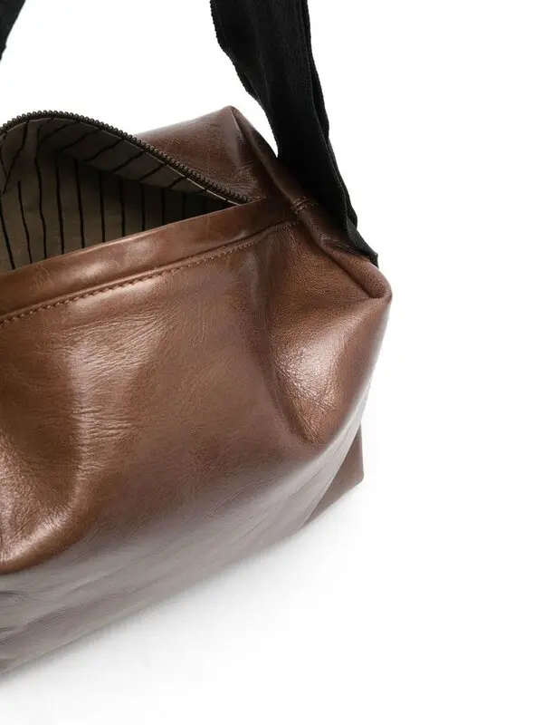 UMA WANG Embossed-logo Shoulder Bag - Brown