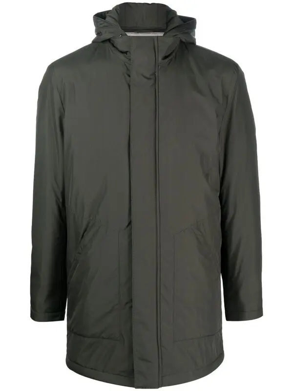 Corneliani Hooded Zip Coat - Green