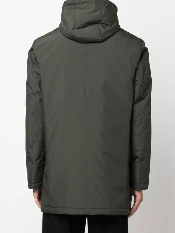Corneliani Hooded Zip Coat - Green