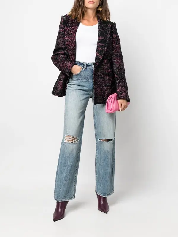 Amiri Distressed High-rise Wide-leg Jeans