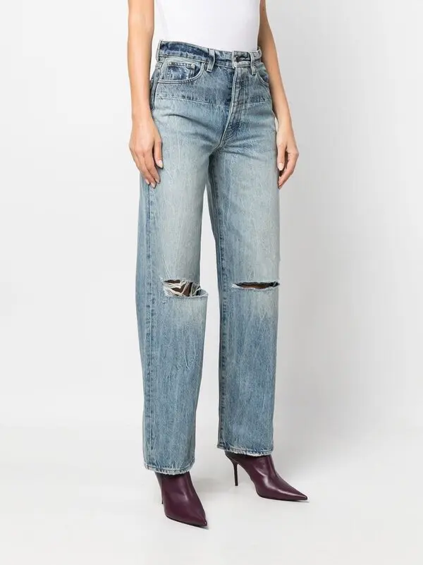 Amiri Distressed High-rise Wide-leg Jeans