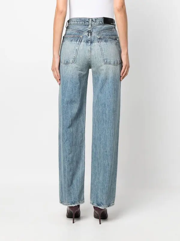 Amiri Distressed High-rise Wide-leg Jeans