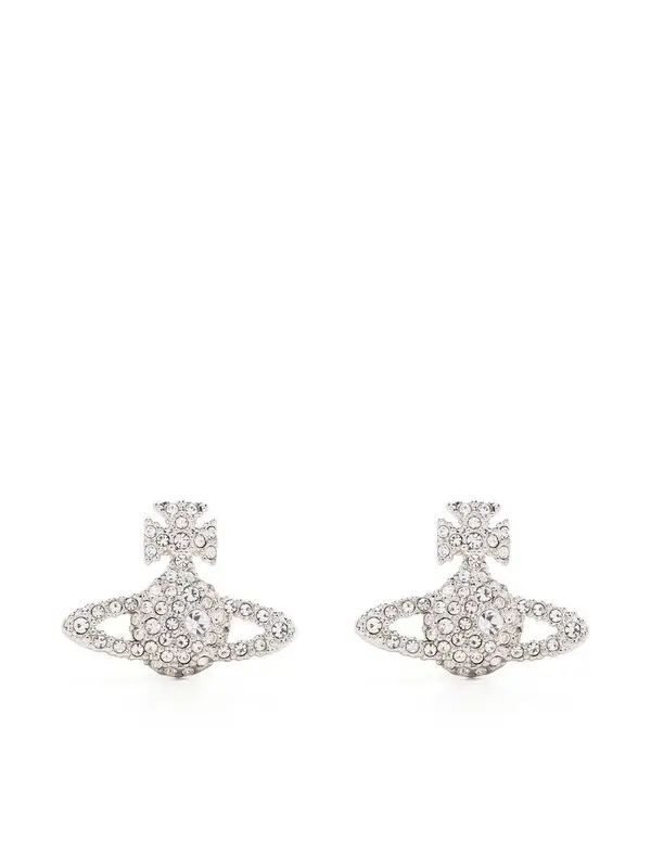 VIVIENNE WESTWOOD Crystal-embellished Logo Stud Earrings - Silver