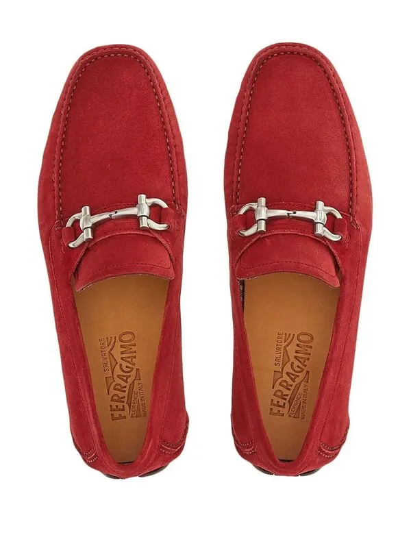 Ferragamo Gancini Ornament Driver Loafers In Red - 50% Off  display picture 1