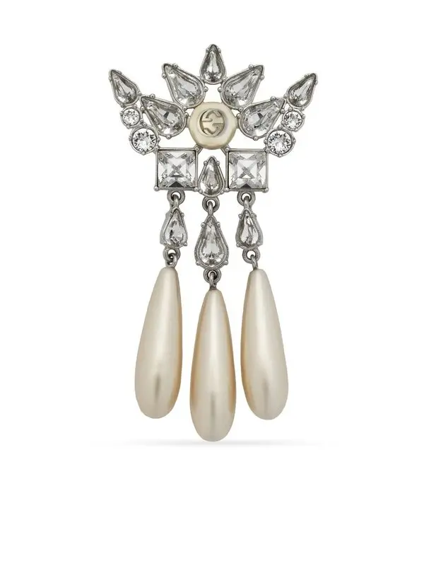 Gucci Interlocking G Pearl Brooch