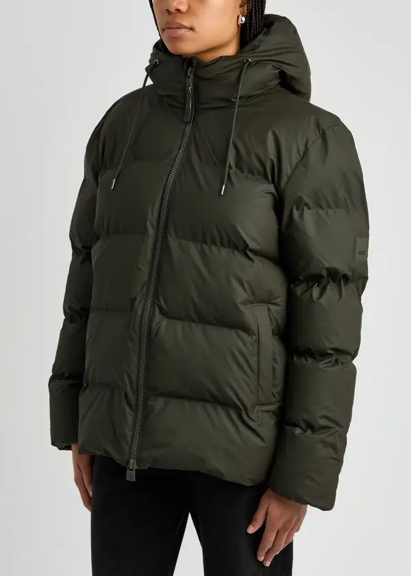 Rains Quilted Waterproof Jacket - Dark Green
