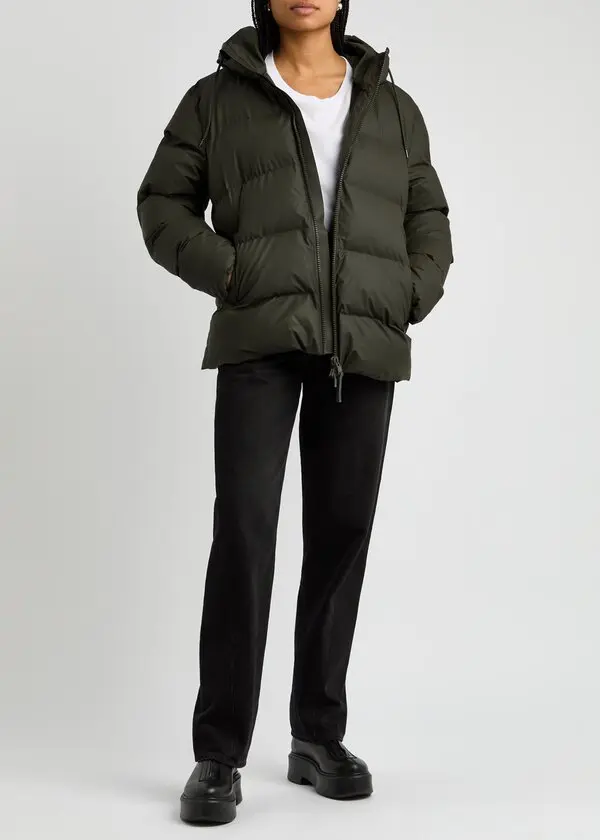 Rains Quilted Waterproof Jacket - Dark Green