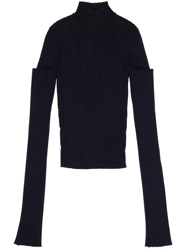 Balenciaga Ribbed Long-sleeve Sweater - Black