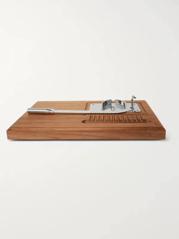 LORENZI MILANO Stainless Steel And Walnut Oyster Set