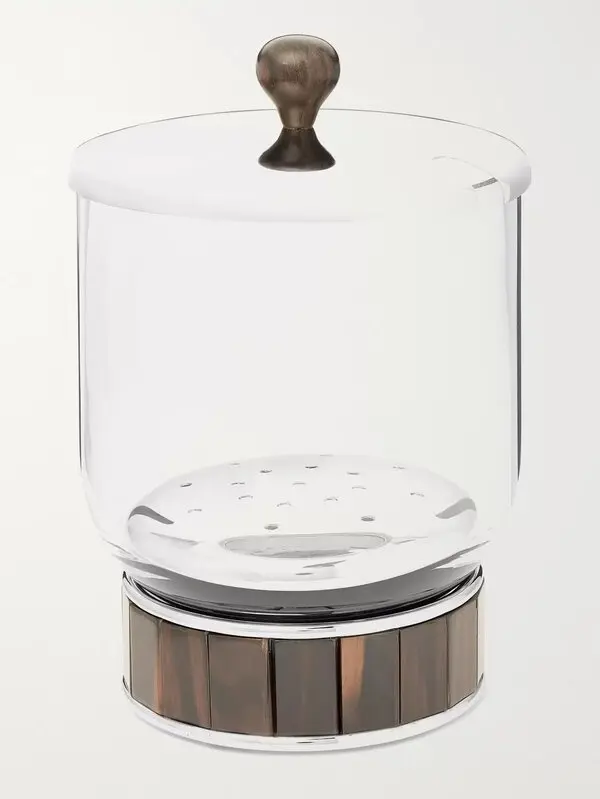 LORENZI MILANO Glass, Stainless Steel And Ebony Ice Bucket - Silver