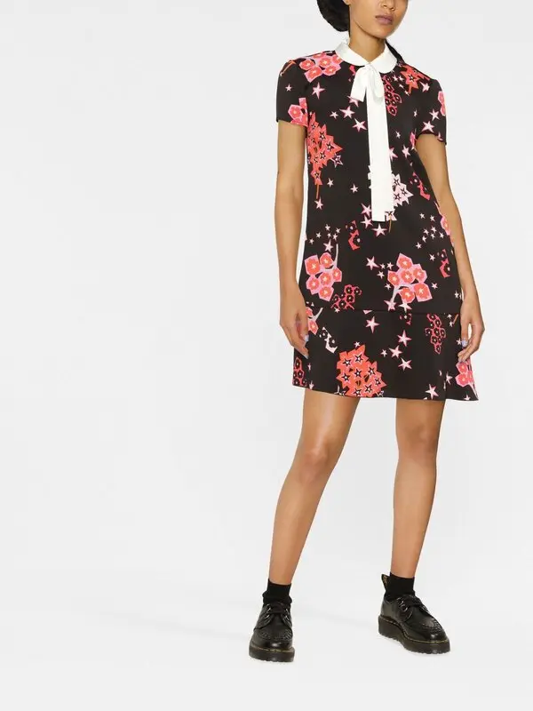 Red Valentino Star-print Pussy-bow Dress