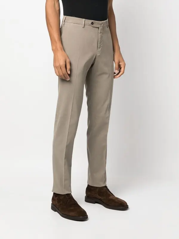 PT TORINO Mid-rise Slim-cut Chinos - Neutrals