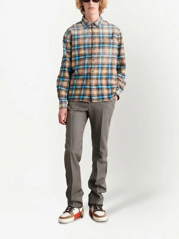 Off-White Check-print Long-sleeve Shirt - Brown