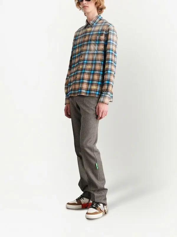 Off-White Check-print Long-sleeve Shirt - Brown