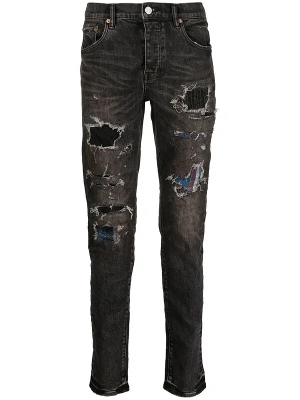 PURPLE BRAND Distressed-effect Slim-fit Jeans