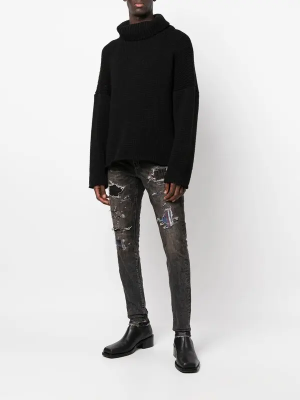 PURPLE BRAND Distressed-effect Slim-fit Jeans