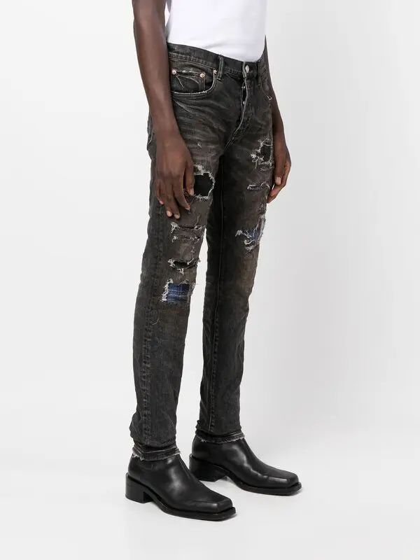 PURPLE BRAND Distressed-effect Slim-fit Jeans
