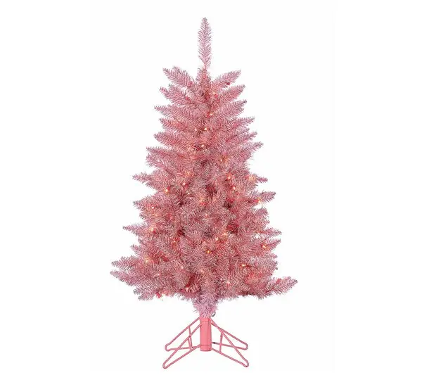 GERSON INTERNATIONAL 4ft Pink Tuscany Tinsel Tree Gerson Co - One-color