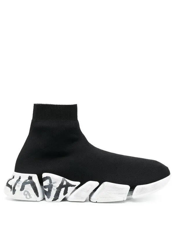 Balenciaga Speed 2.0 Graffiti Sneakers - Black