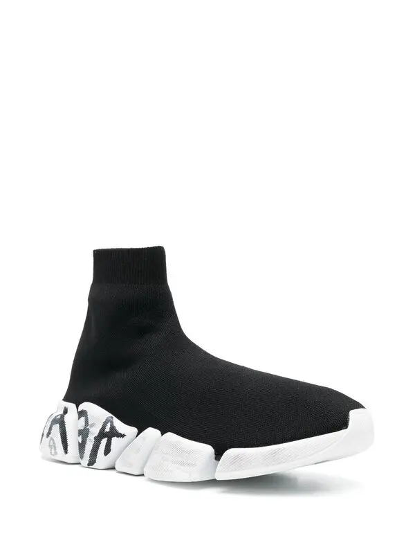 Balenciaga Speed 2.0 Graffiti Sneakers - Black