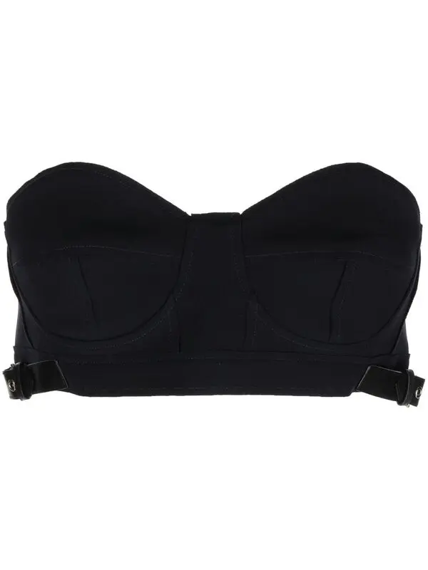 Rokh Belt-strap Detailed Cropped Top - Black