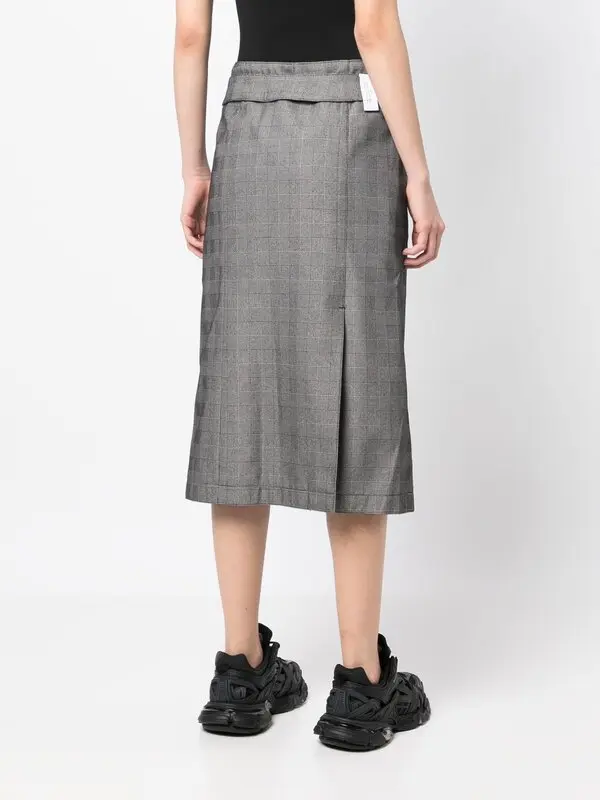 Rokh Houndstooth Pencil Midi Skirt - Grey