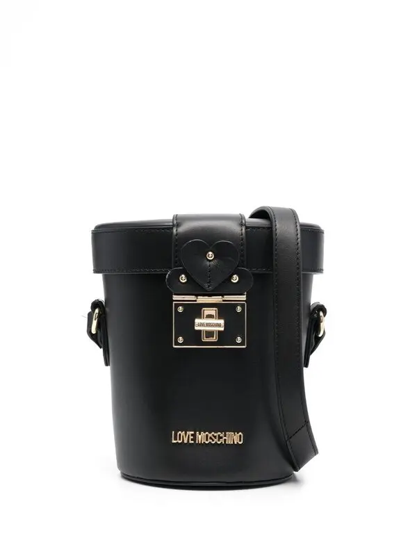 Moschino Logo Plaque Cylinder Bag - Black