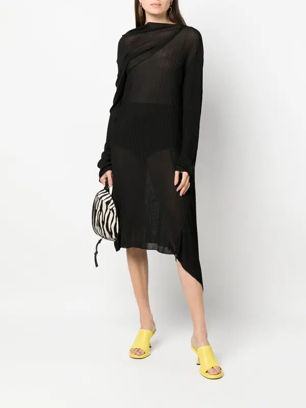 MARQUES' ALMEIDA Ribbed-knit Asymmetric Dress