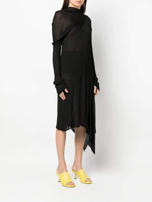 MARQUES' ALMEIDA Ribbed-knit Asymmetric Dress