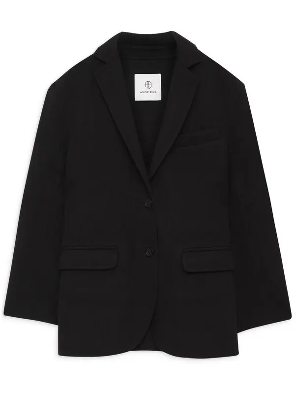 ANINE BING Single-breasted Wool-cashmere Blend Blazer - Black
