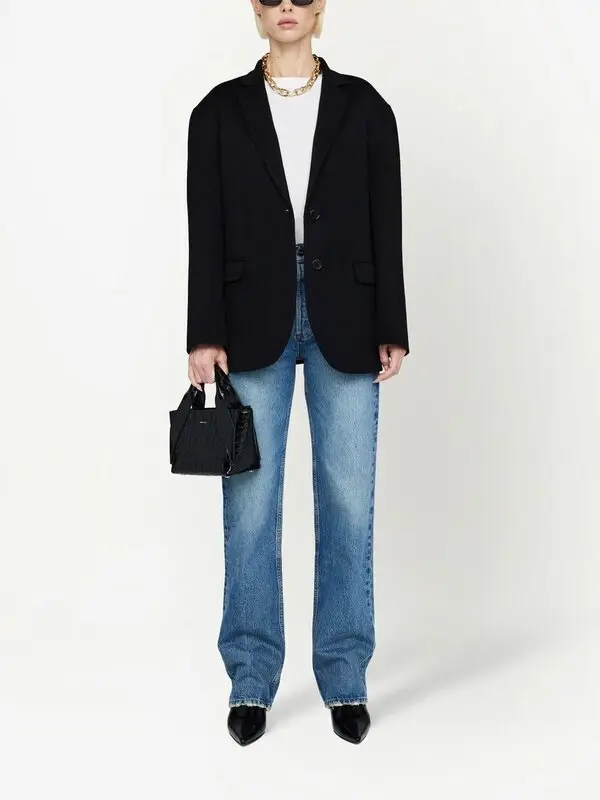 ANINE BING Single-breasted Wool-cashmere Blend Blazer - Black
