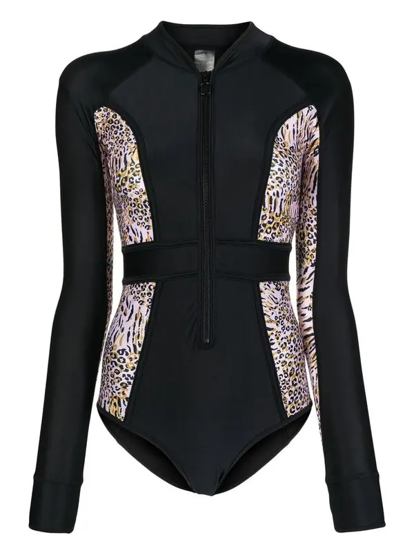 DUSKII Long-sleeve Leopard-print Surf Suit