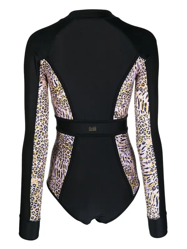 DUSKII Long-sleeve Leopard-print Surf Suit