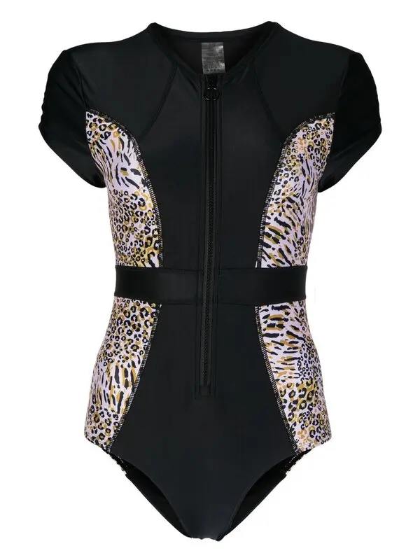 DUSKII Leopard-print Cap-sleeve Spring Suit
