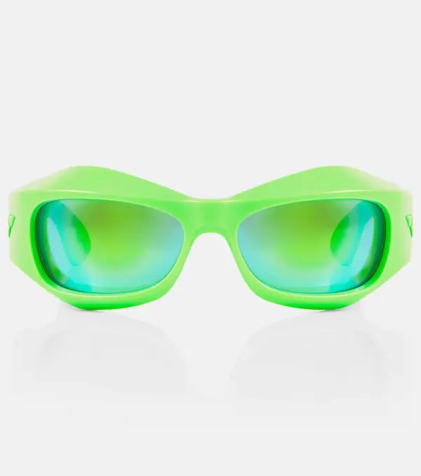 Bottega Veneta Mirrored Oval Sunglasses - Green