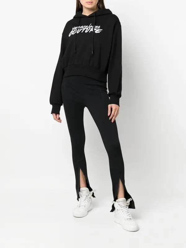 Versace Logo-embroidered Hoodie - Black