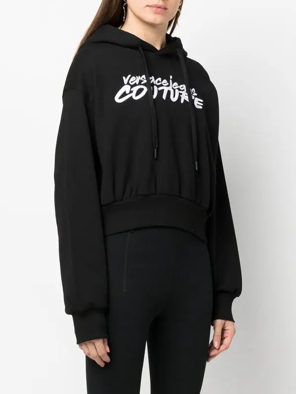 Versace Logo-embroidered Hoodie - Black