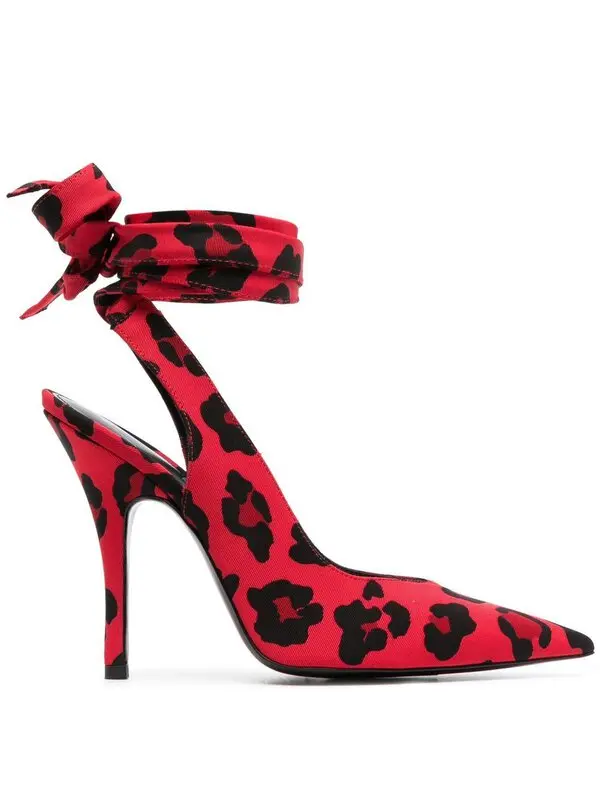 Attico Leopard-print Pointed-toe Pumps - Red