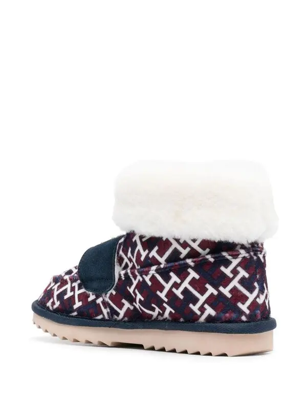 Tommy Hilfiger Monogram Fleece-trim Slippers