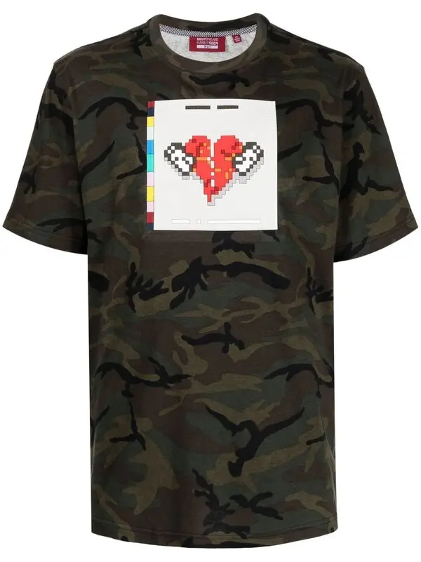 MOSTLY HEARD RARELY SEEN No More Heartbreaks Camouflage-print T-shirt - Green