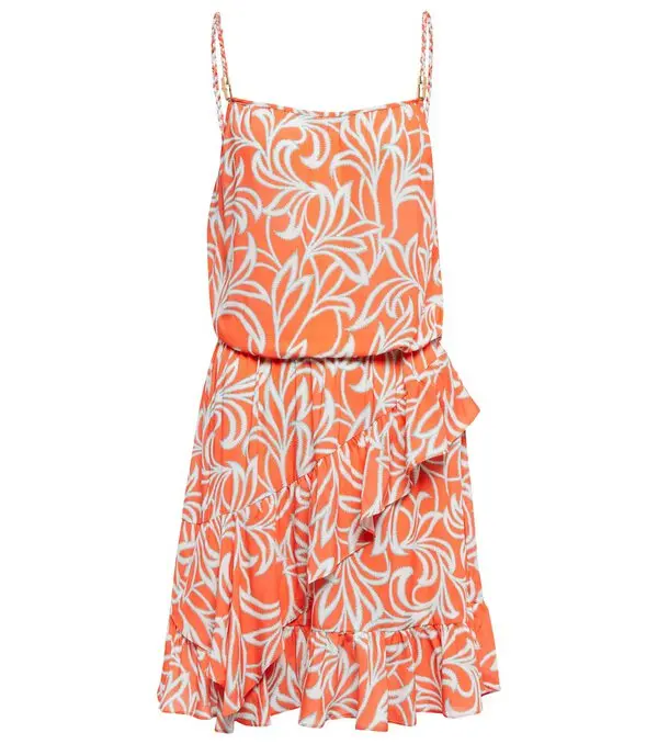 Heidi Klein Printed Ruffled Minidress - Orange