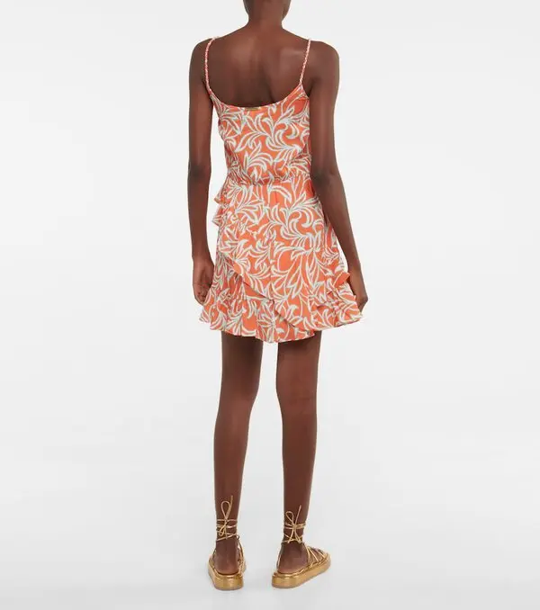 Heidi Klein Printed Ruffled Minidress - Orange