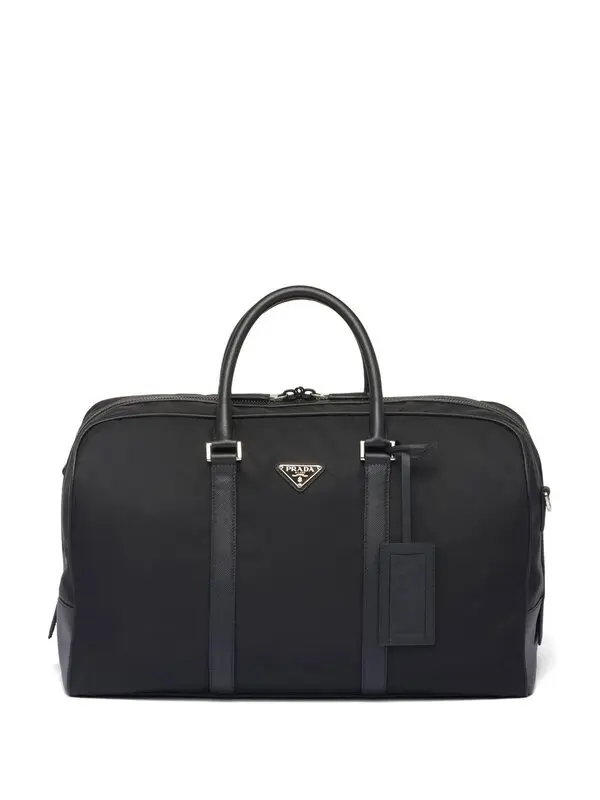 Prada Triangle Logo-patch Duffle Bag - Black