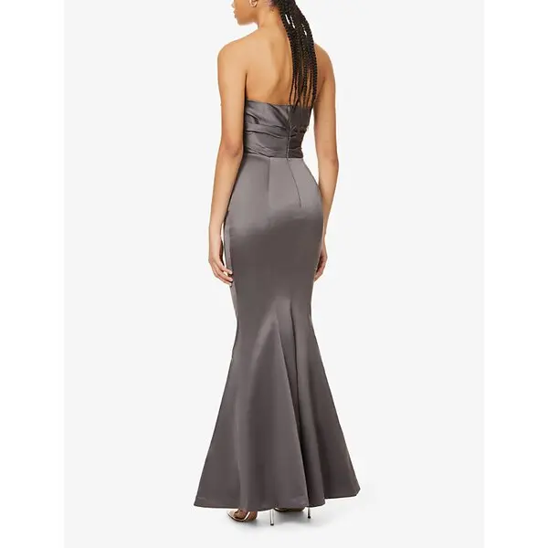 chinese dress ladies Women's Solid Color Round Neck Slim Fit Fishtail Hem Dress main image 1